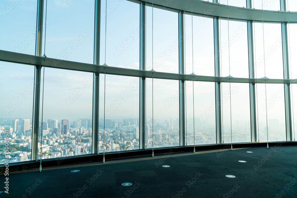 window of building with Tokyo Tower background Stock Photo | Adobe Stock
