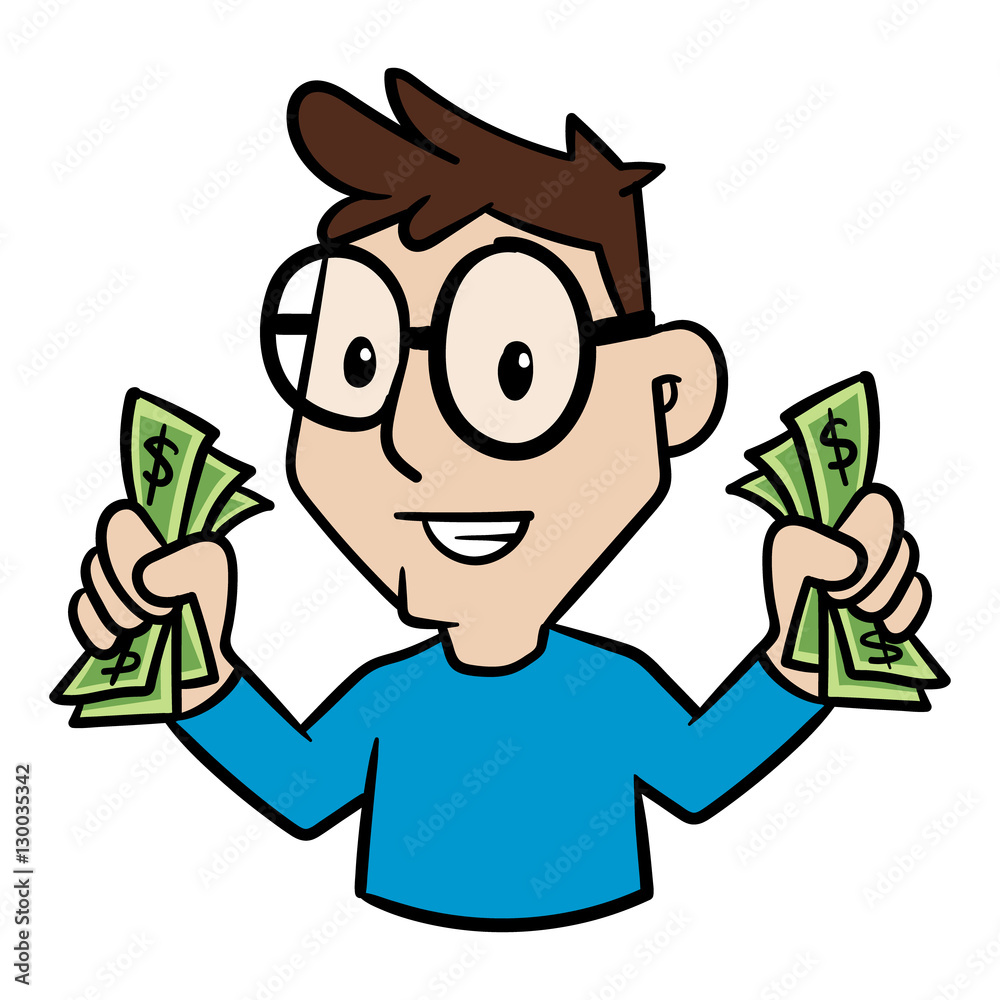 Vettoriale Stock Cartoon Person Holding Cash Money Vector Illustration ...