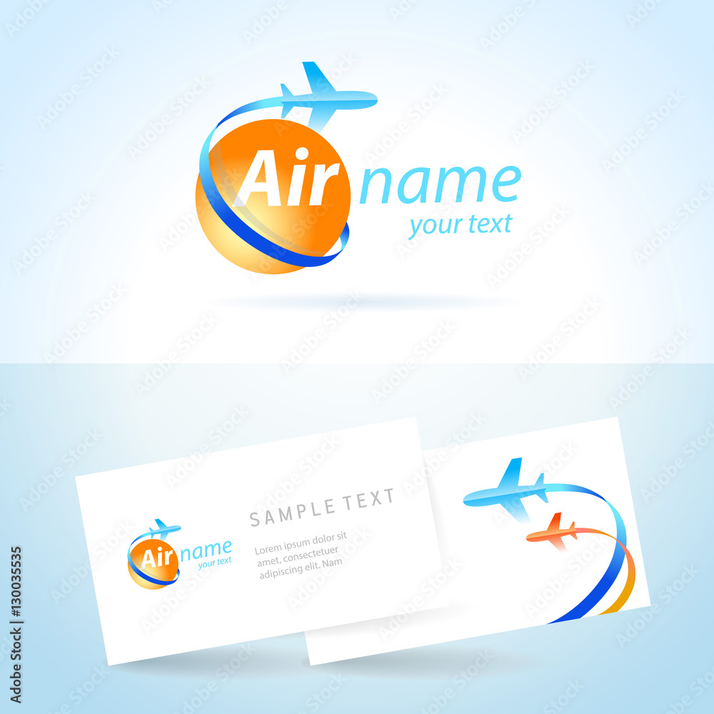 Airplane logo emblem sign, plane symbol air globe Stock Vector | Adobe ...