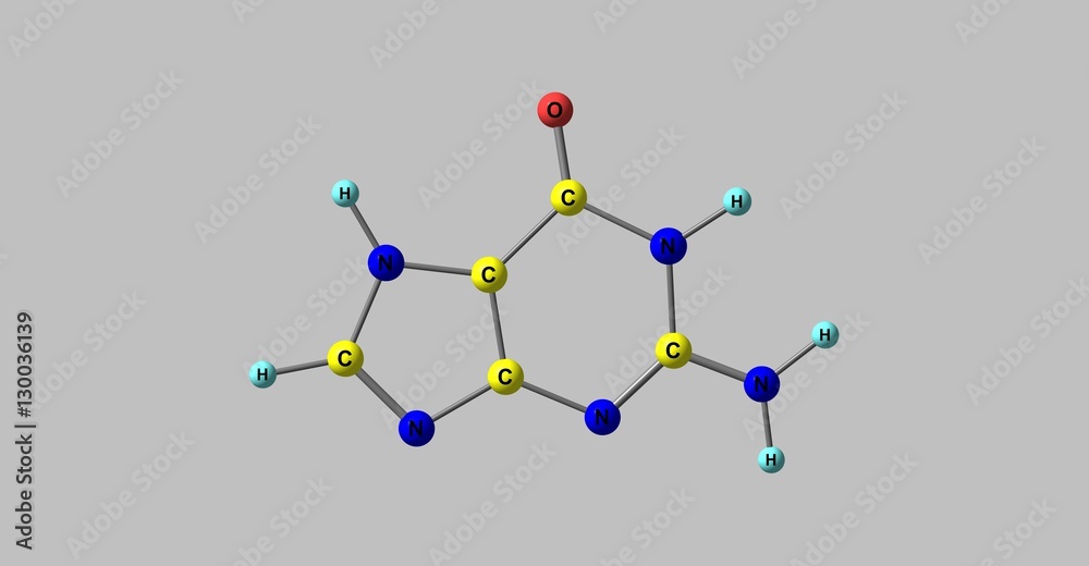 Guanine molecular structure isolated on grey Stock Illustration | Adobe ...