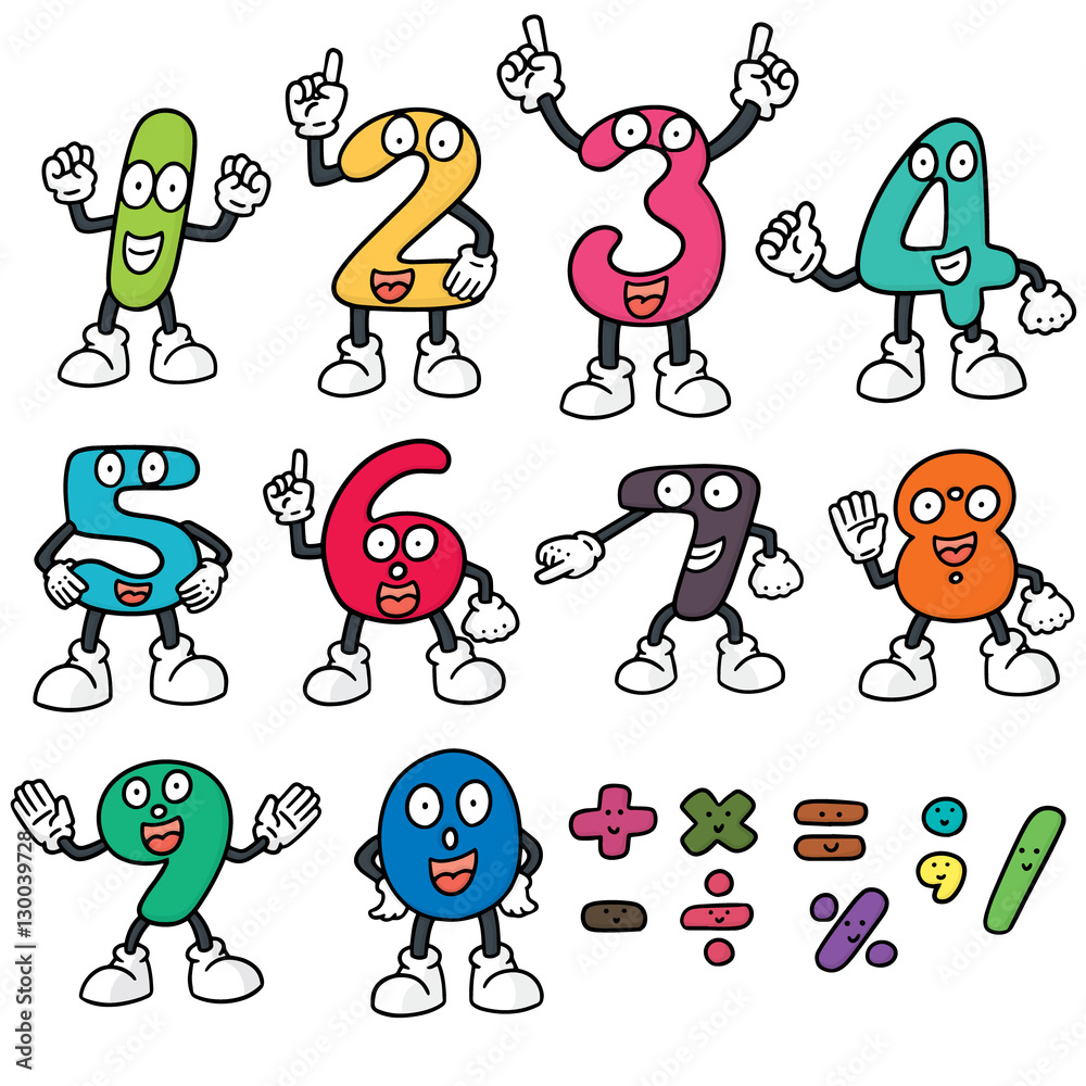 vector set of number cartoon Stock Vector | Adobe Stock