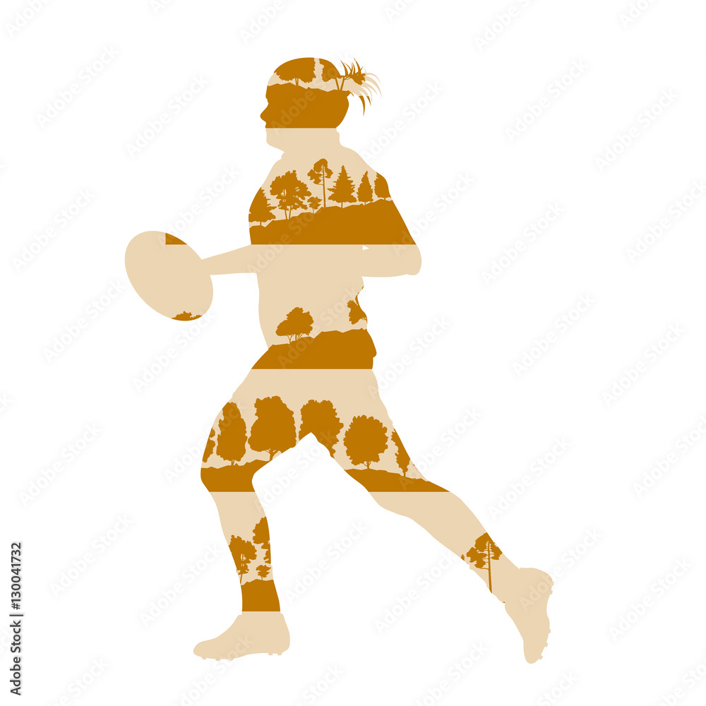 Rugby woman player active sport vector background illustration c Stock ...