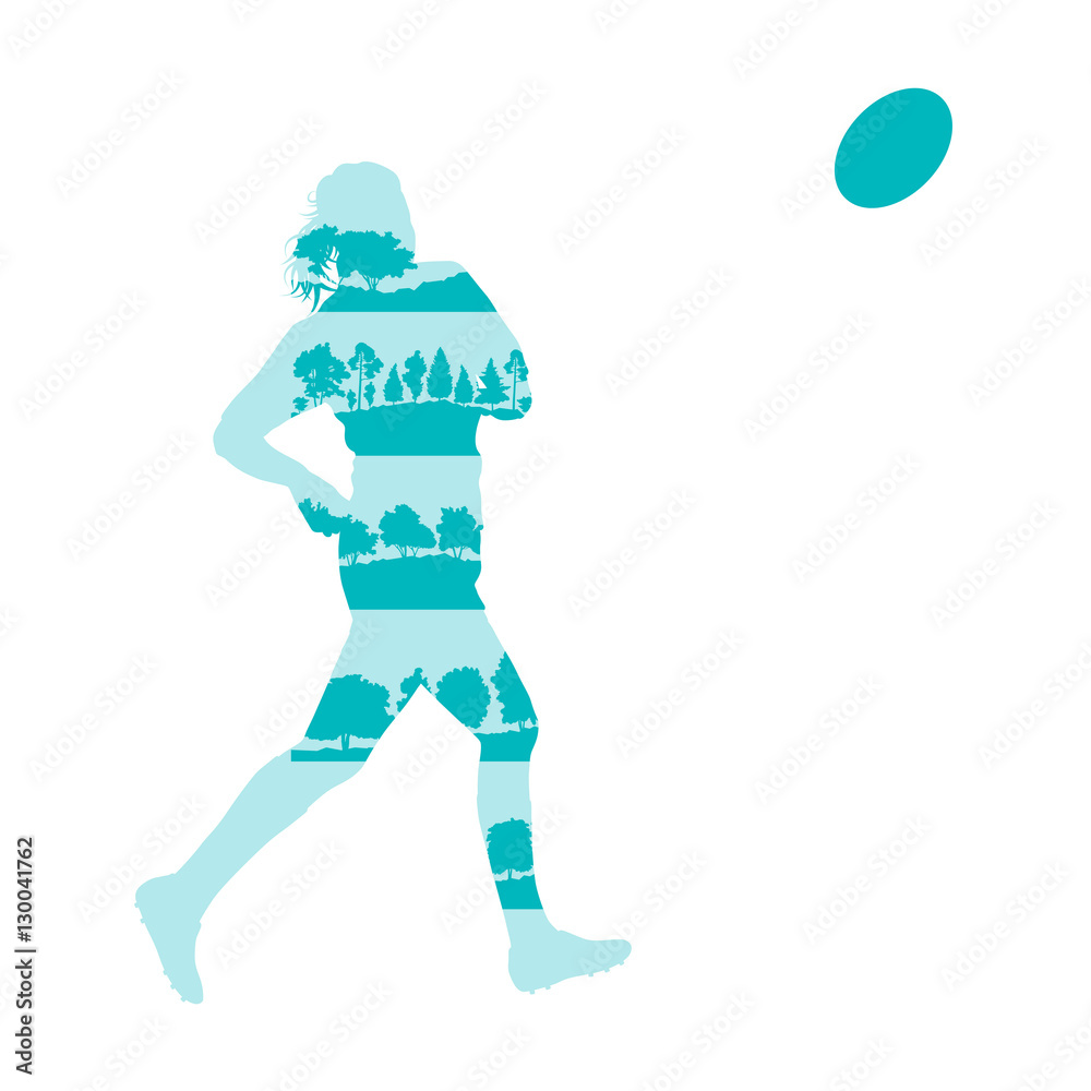 Rugby woman player active sport vector background illustration c Stock ...