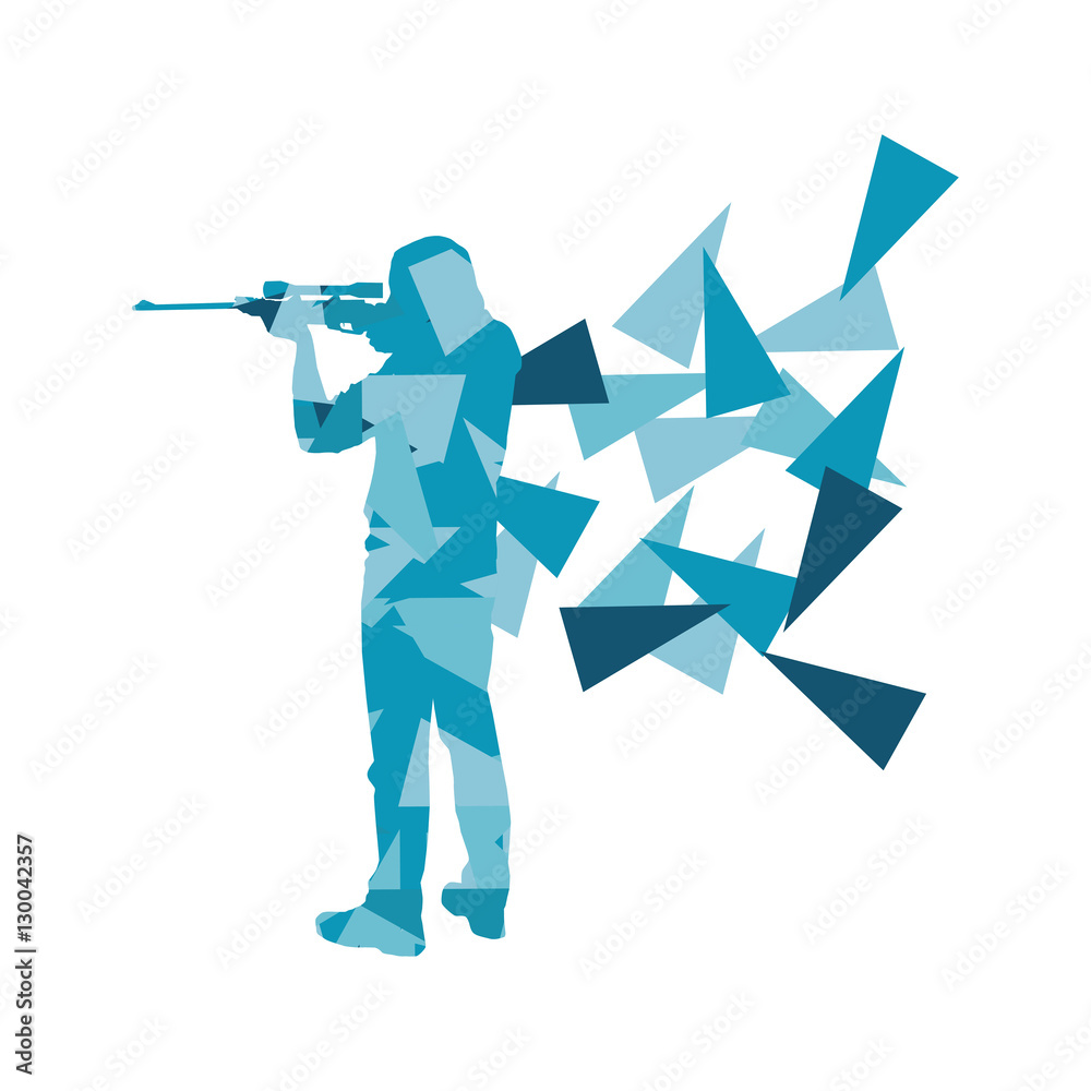 Man with rifle vector background sport concept made of polygon f Stock ...