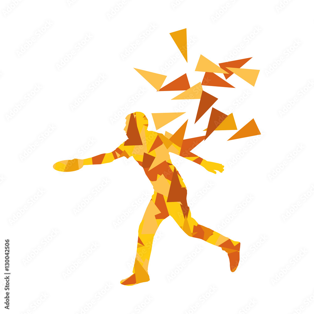 Man throwing flying disc vector background concept made of polyg Stock ...