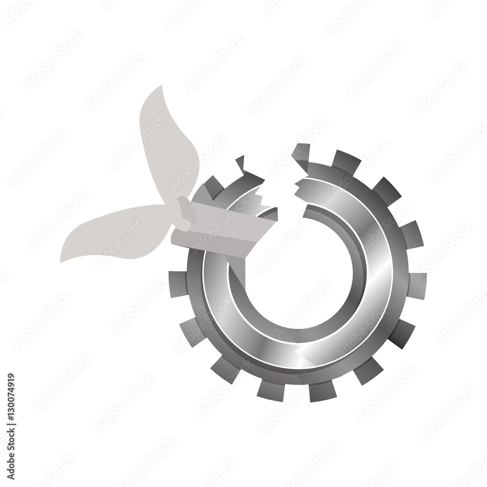 Broken gear icon. Cog wheel machine part and technology theme. Isolated ...
