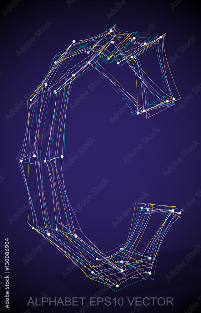 Vector illustration of a Multicolor sketched C. Hand drawn 3D C. Stock ...