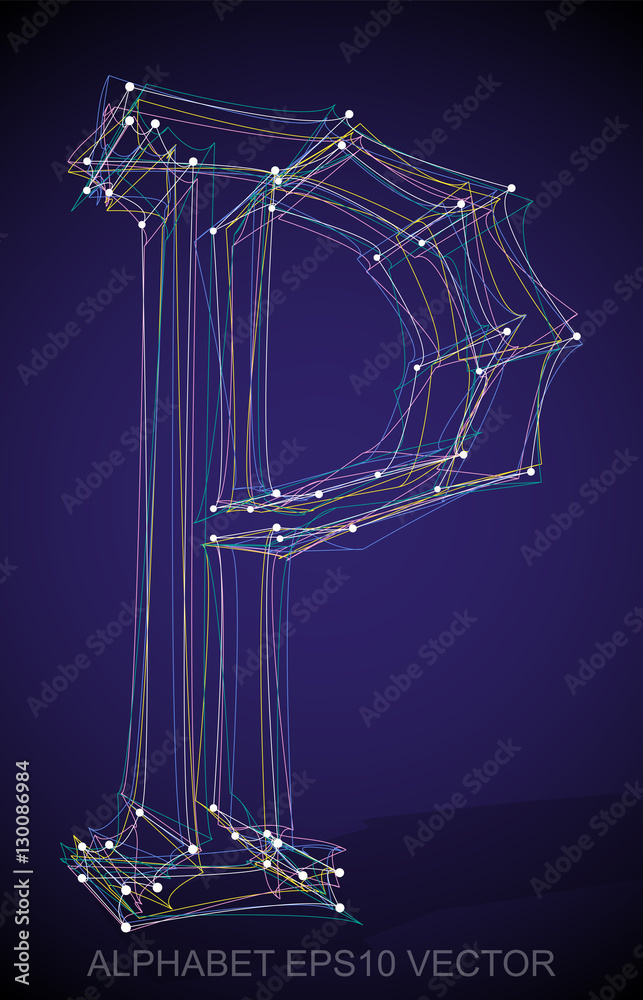 Vector illustration of a Multicolor sketched P. Hand drawn 3D P. Stock ...