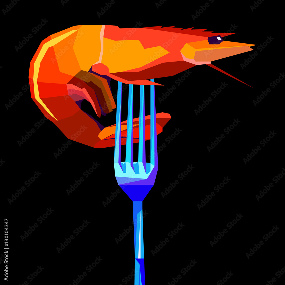 shrimp vector seafood illustration food prawn restaurant Stock Vector ...
