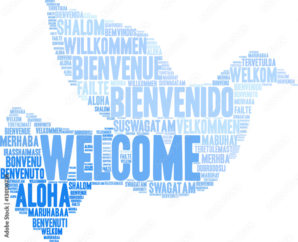 International Welcome Word Cloud. Each word used in this word cloud is ...