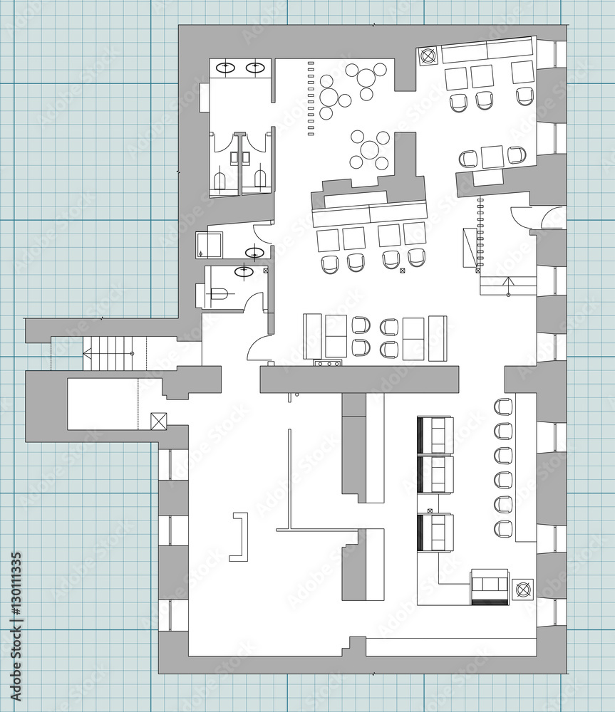 Standard cafe furniture symbols on floor plans Stock Vector | Adobe Stock