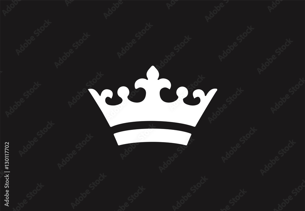White royal crown icon on black background. Stock Vector | Adobe Stock