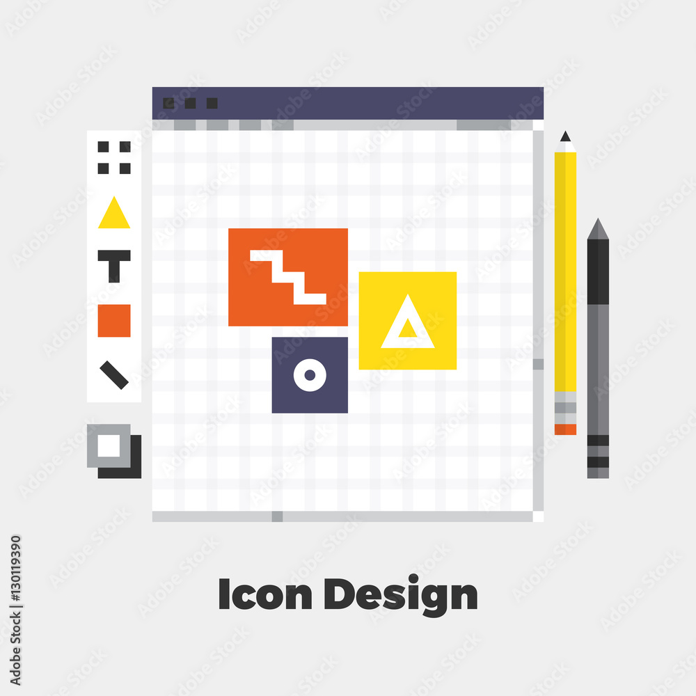 Icon Design Flat Illustration. Stock-Vektorgrafik | Adobe Stock