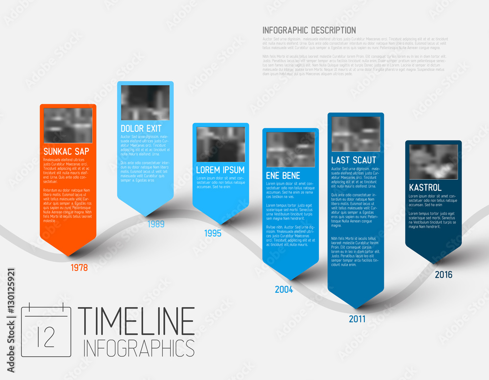 Infographic timeline report template with photos Stock Vector | Adobe Stock