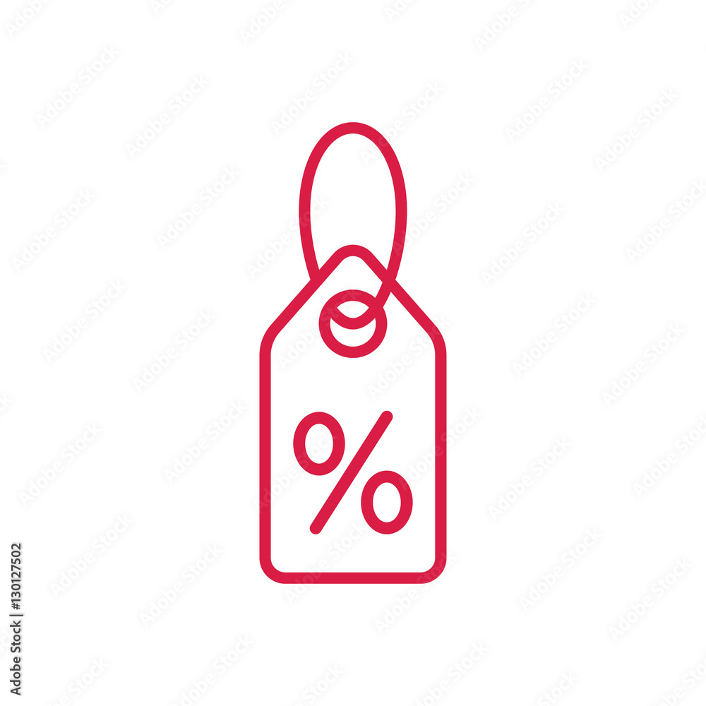 price tag sale percent sign label line red icon on white background ...