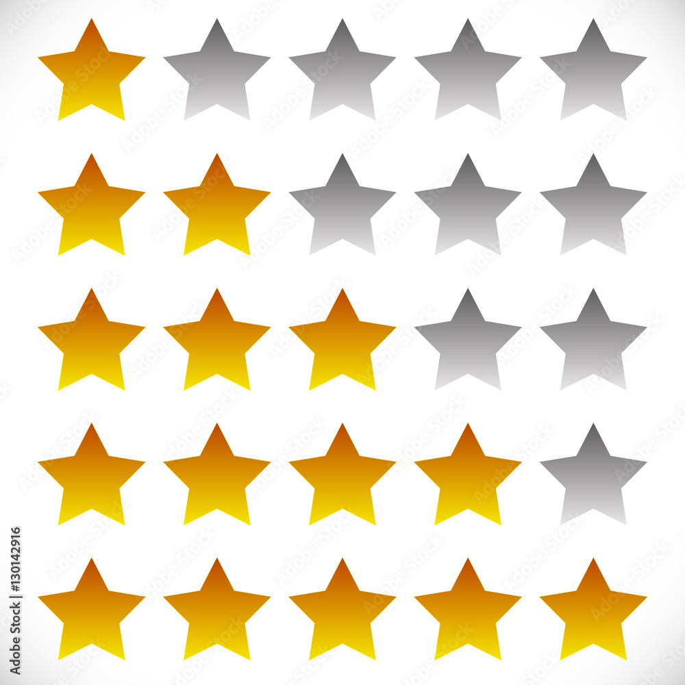 Star rating symbols with 6 star. Quality, feedback, experience, Stock ...