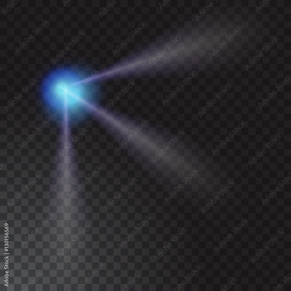 Realistic beam light on transparent background. Vector illustration ...