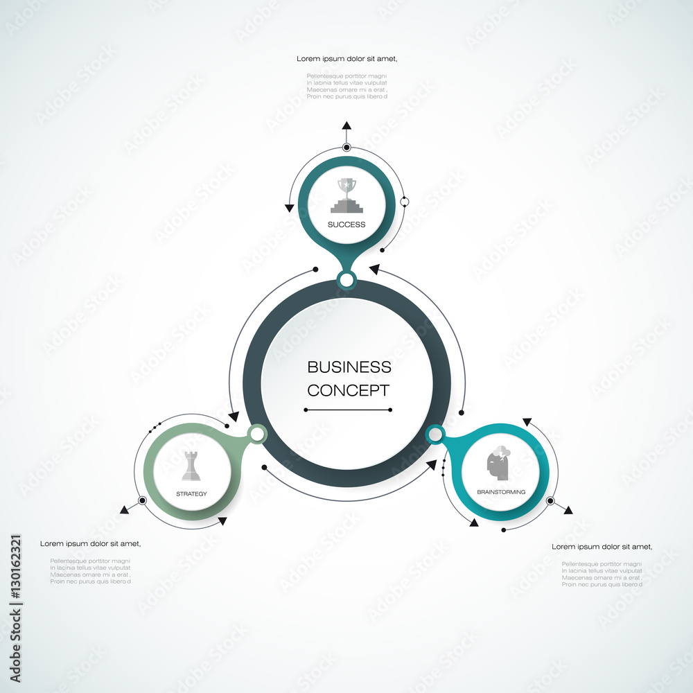 Vector infographics, 3D paper cycle diagram template, For data content ...