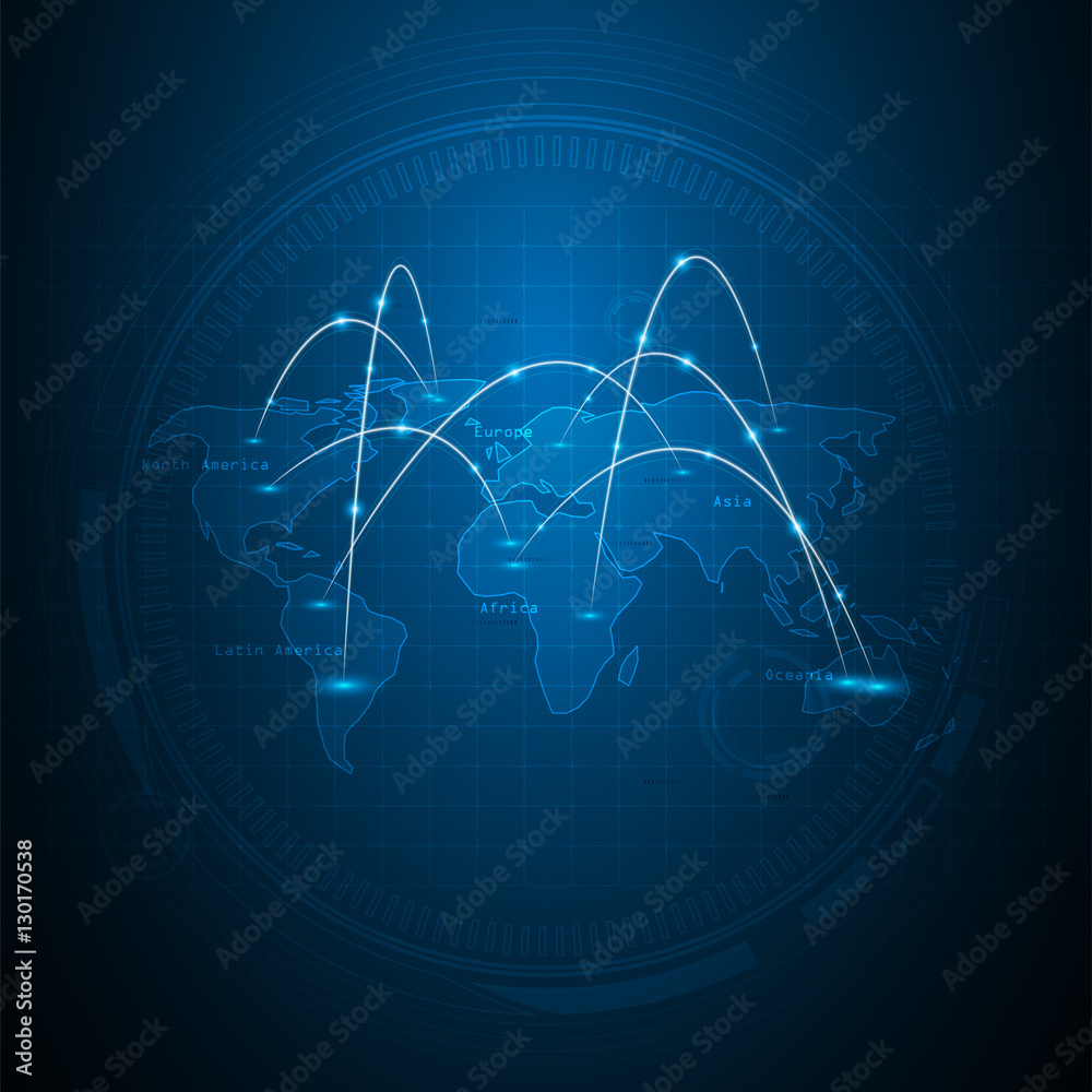 abstract networking world map global technology innovation concept ...