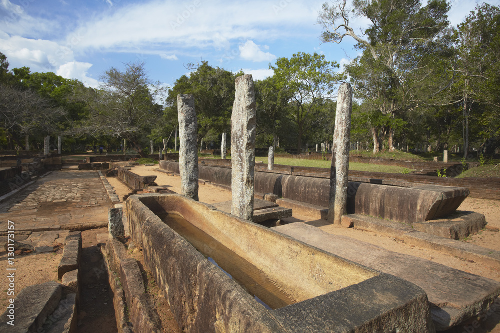 Rice trough inside remains of monastic refectory, Northern Ruins ...