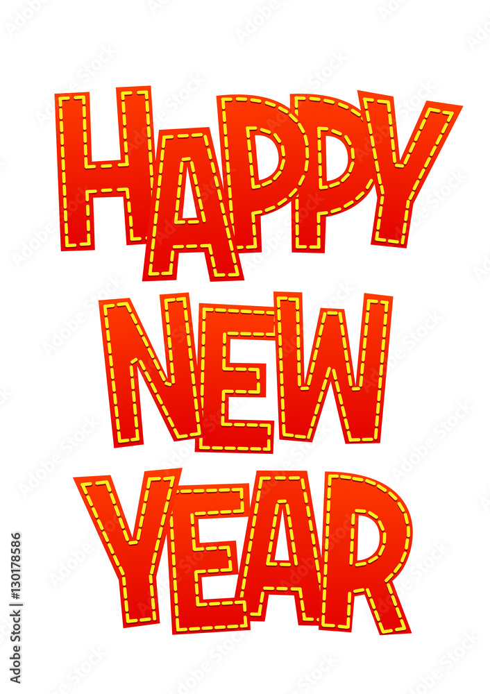 sweet red lettering happy new year on a white background Stock ...