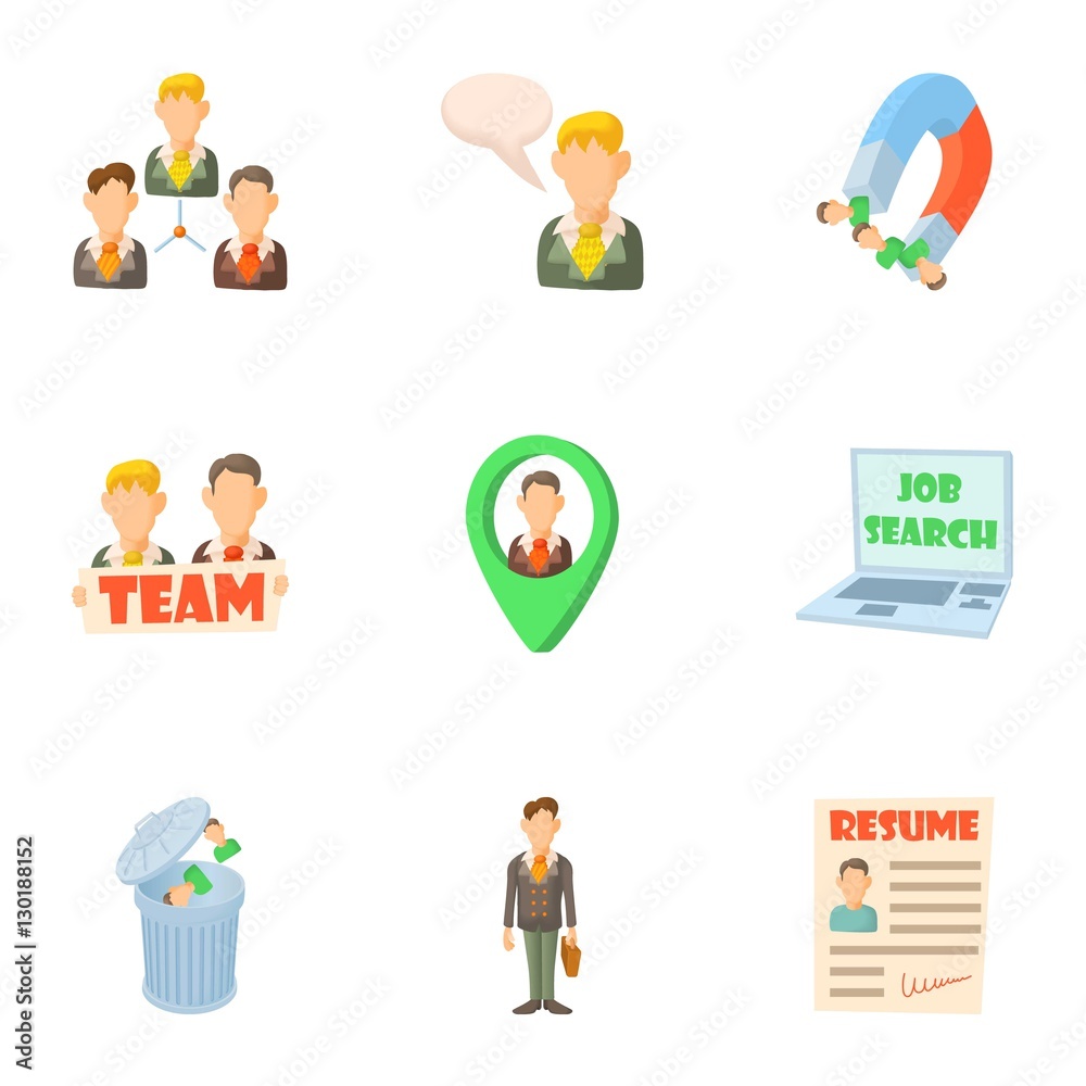 Team icons set. Cartoon illustration of 9 team vector icons for web ...