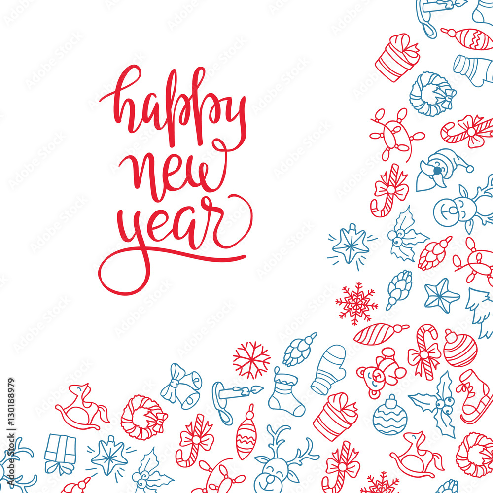 Christmas background with different icons. Stock Vector | Adobe Stock