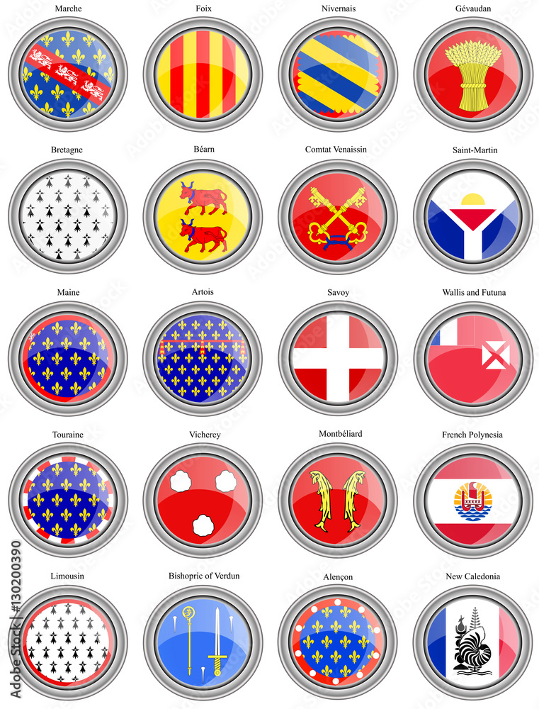 Set of icons. Regions of France flags. Stock Vector | Adobe Stock