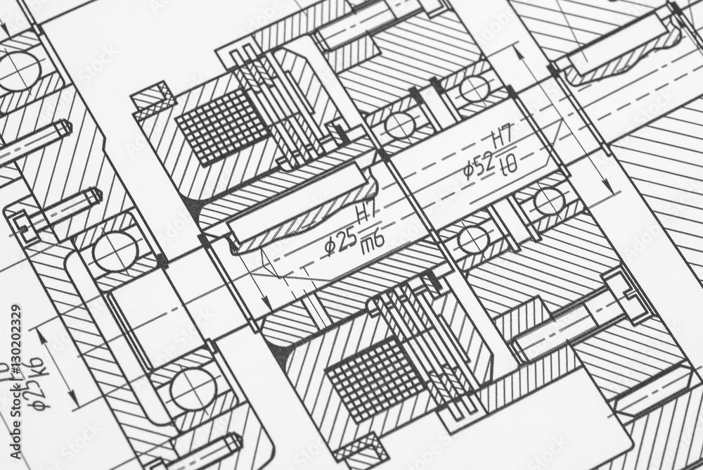 Scheme of technical drawing. Stock Photo | Adobe Stock