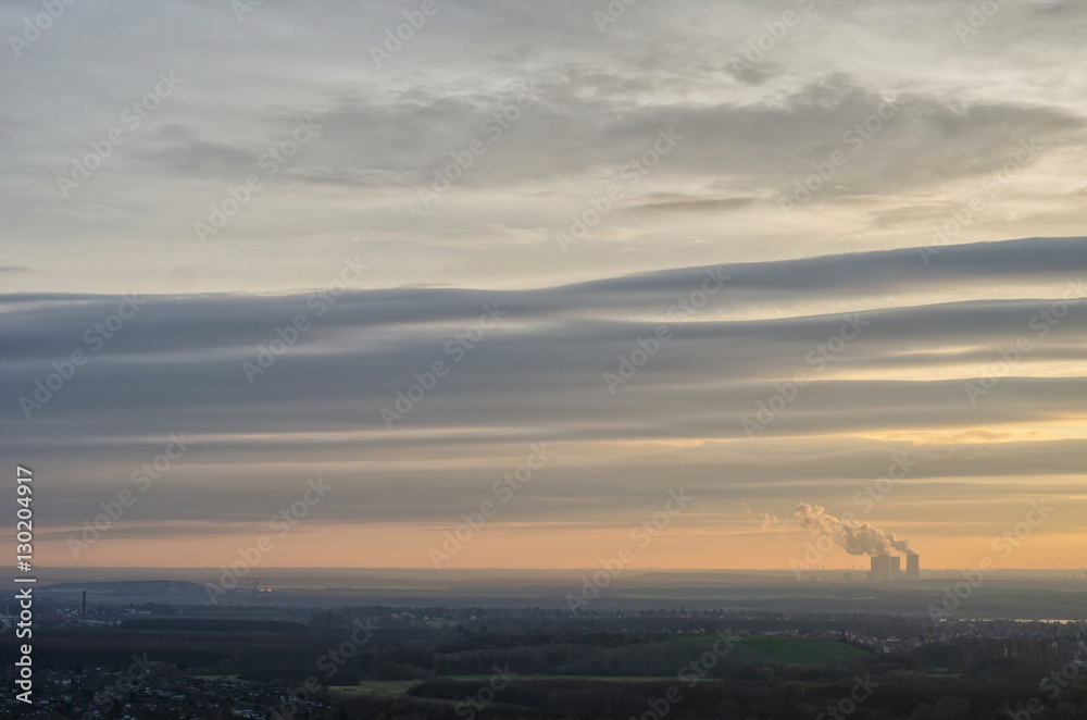 evening sky with interesting clouds during sunset over the horizon of ...