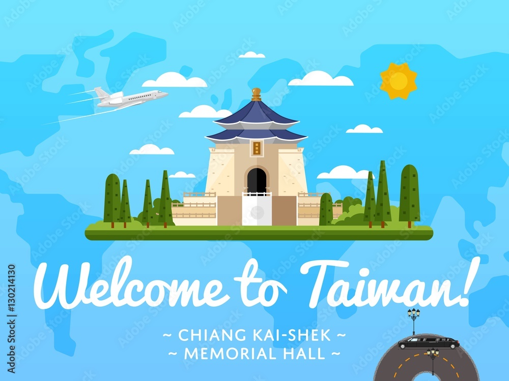 Welcome to Taiwan poster with famous attraction vector illustration ...