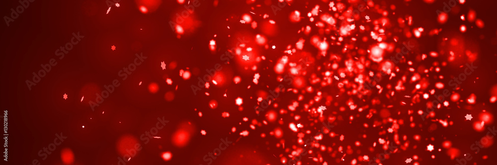 glitter banner: festive twinkling star-shaped red glitter with bokeh ...