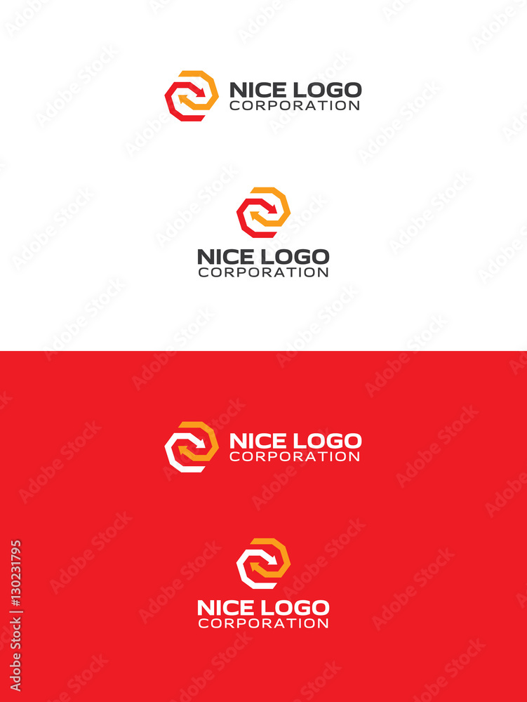 logo with arrows in red and yellow color Stock Vector | Adobe Stock