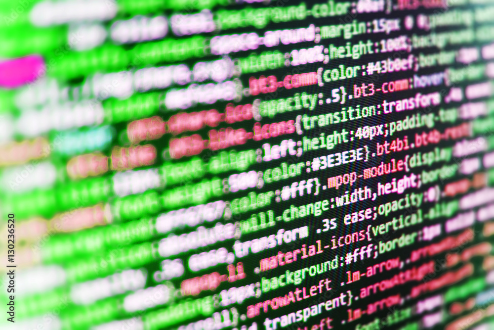 Software engineer at work. New technology revolution. Monitor closeup ...