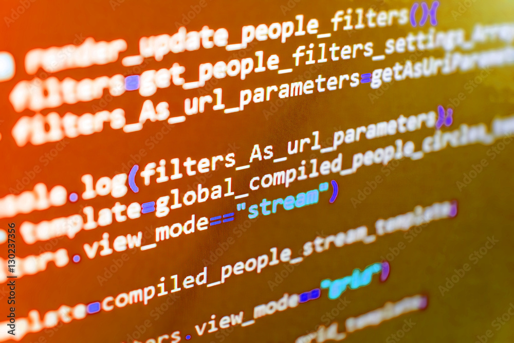 Displaying program code on computer. Database bits access stream ...