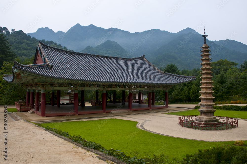 Pohyon-sa, a Korean Buddhist temple located in Hyangsan county in North ...