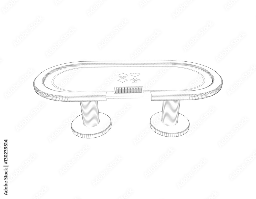 Poker table. Vector outline illustration. vector de Stock | Adobe Stock