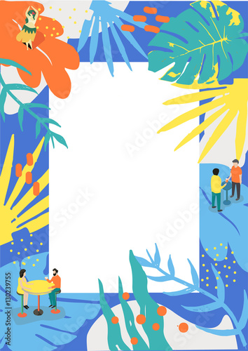 Summer menu for your cafe or summer party Tropical abstract drawing ...