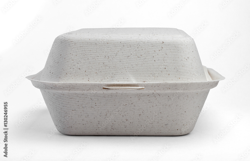 Closed Kraft Burger Box Front view. A white food box, packaging for ...