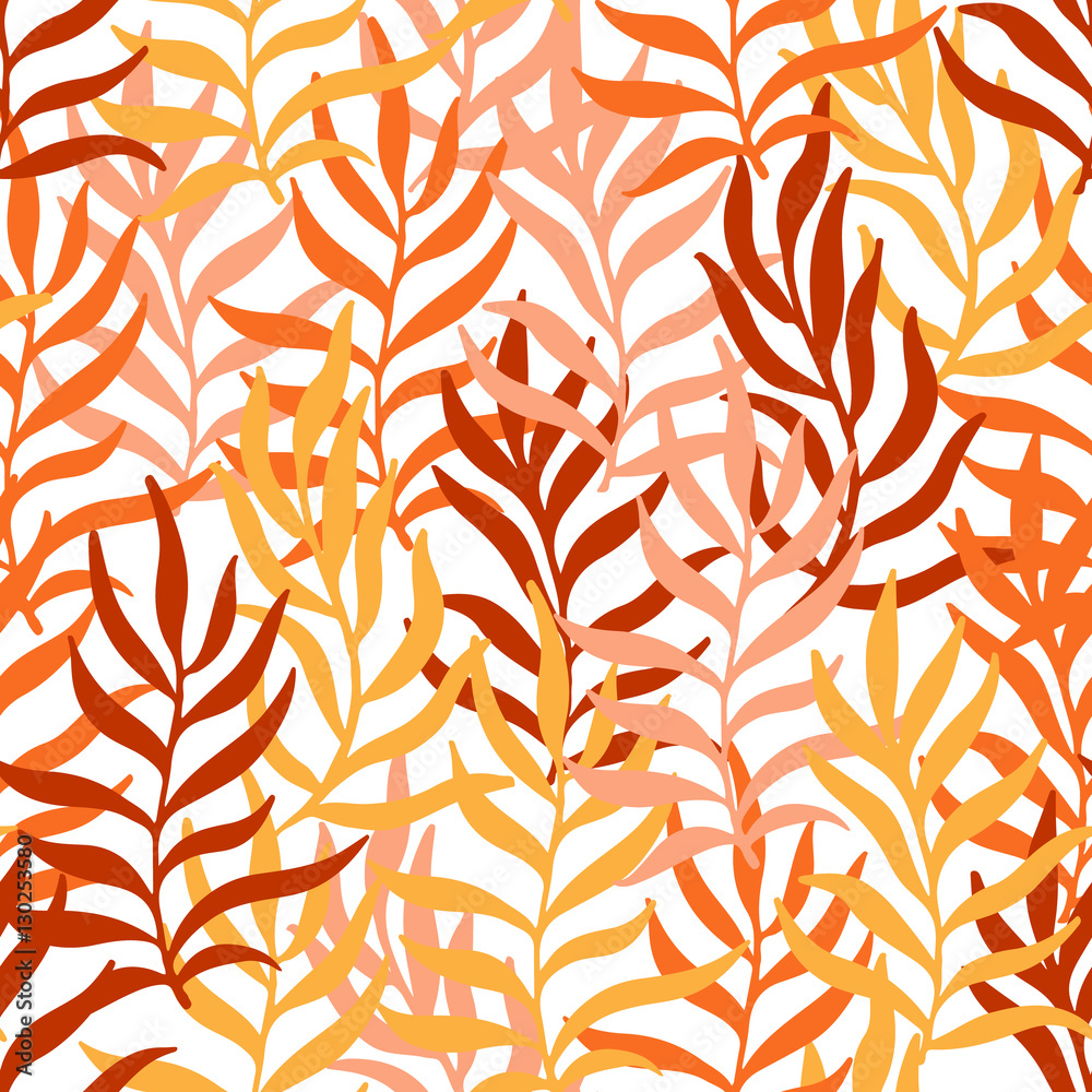 Red and orange foliage seamless vector pattern Stock Vector | Adobe Stock