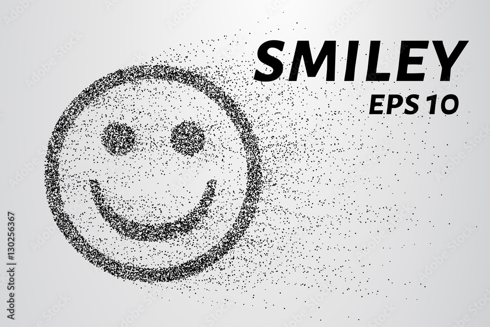 Smiley of the particles. A smiley face is composed of circles and dots ...