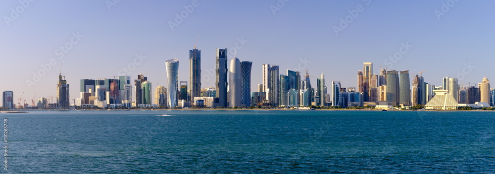 Modern skyline including Al Bidda Tower, Palm Towers, Burj Qatar and ...