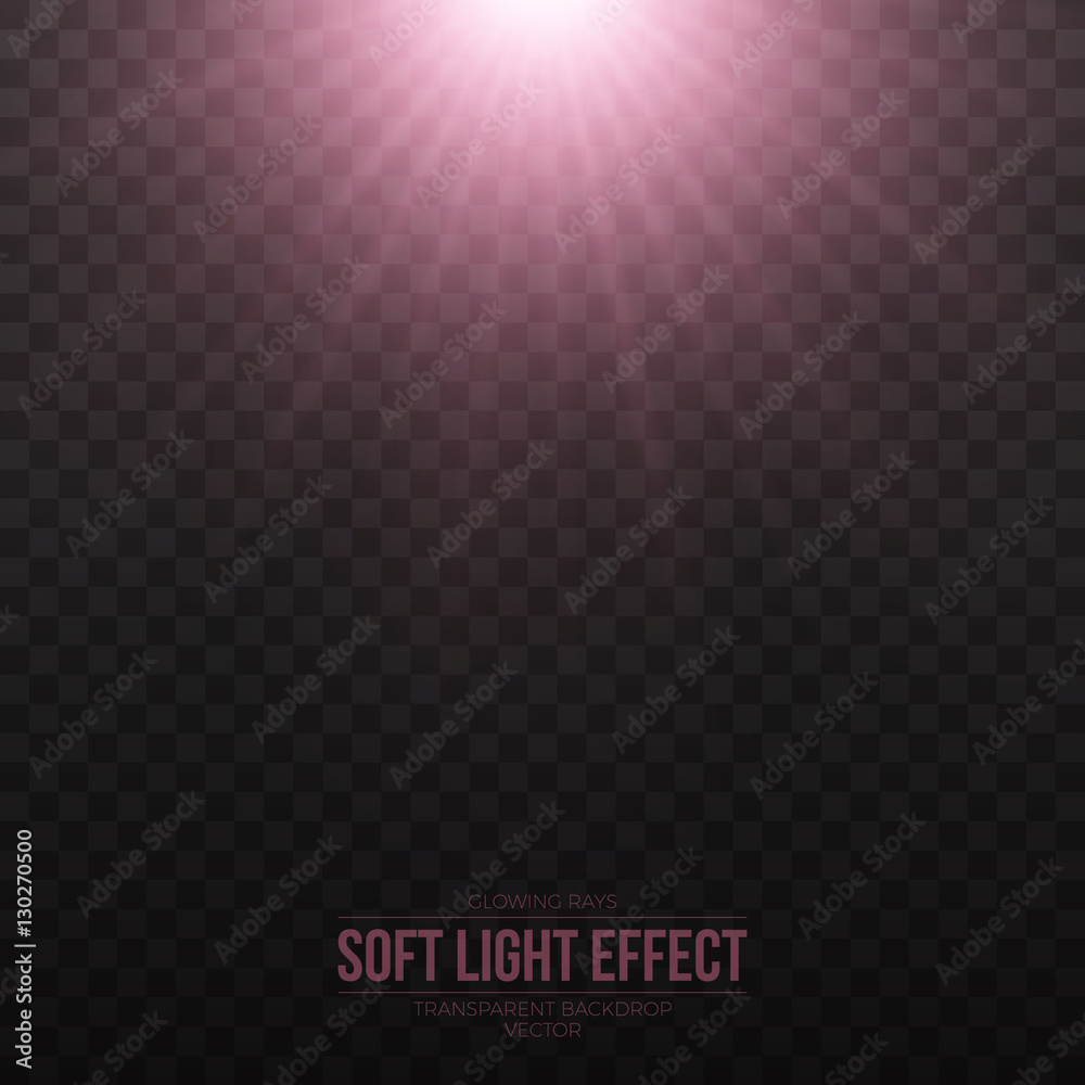 Soft pink light effect on transparent background vector illustration ...