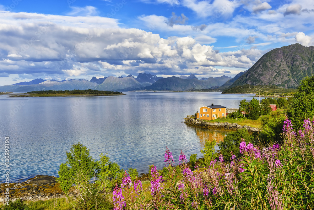 Lofoten islands landscape, Norway. Lofoten archipelago is known for a ...