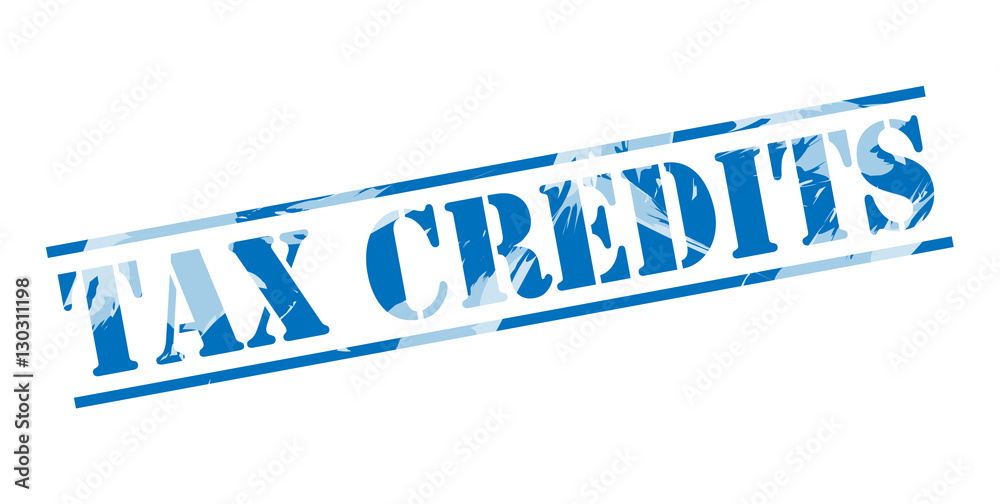 tax credits blue stamp on white background Stock Illustration | Adobe Stock