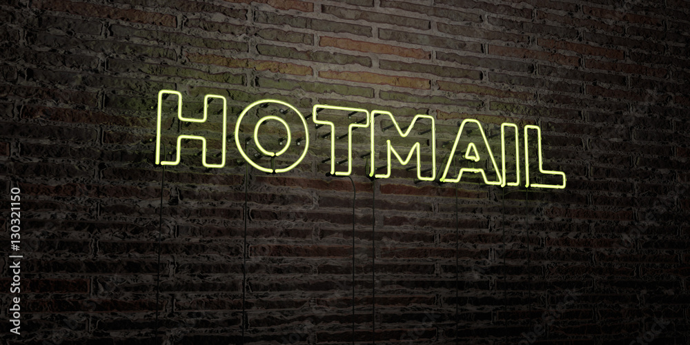 HOTMAIL -Realistic Neon Sign on Brick Wall background - 3D rendered ...