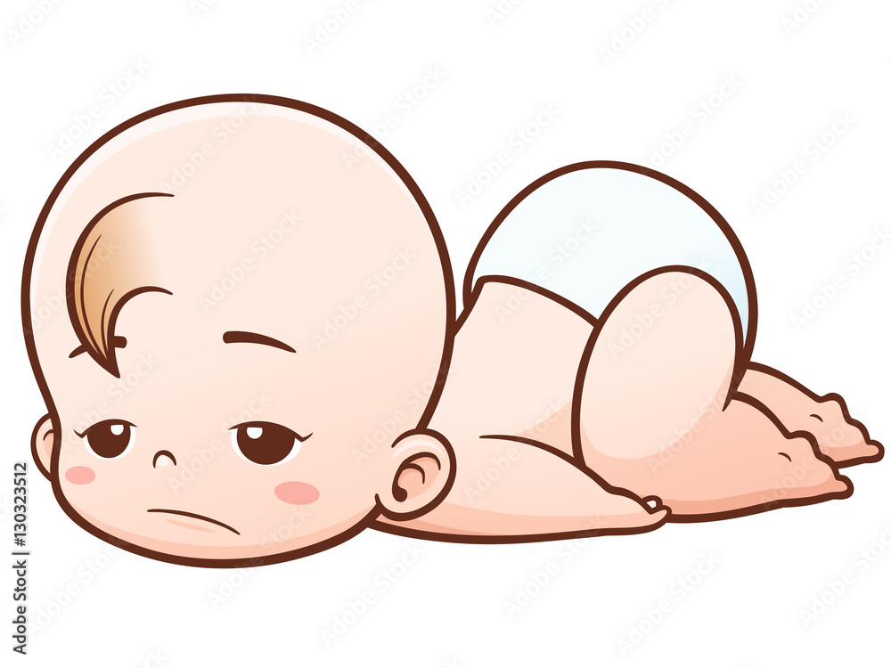 Vector Illustration of Cartoon Cute Baby sleepy Stock Vector | Adobe Stock