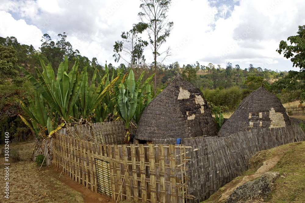 Traditional huts, Omo region, Chencha, Dorze, Ethiopia Stock Photo ...