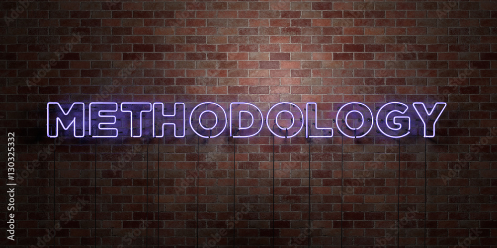 METHODOLOGY - fluorescent Neon tube Sign on brickwork - Front view - 3D ...