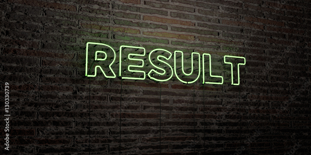 RESULT -Realistic Neon Sign on Brick Wall background - 3D rendered ...